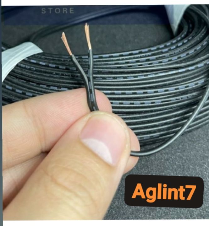 Kabel AWG 2x18 2 jalur hitam dan hitam garis putih Tembaga Murni Kabel ...