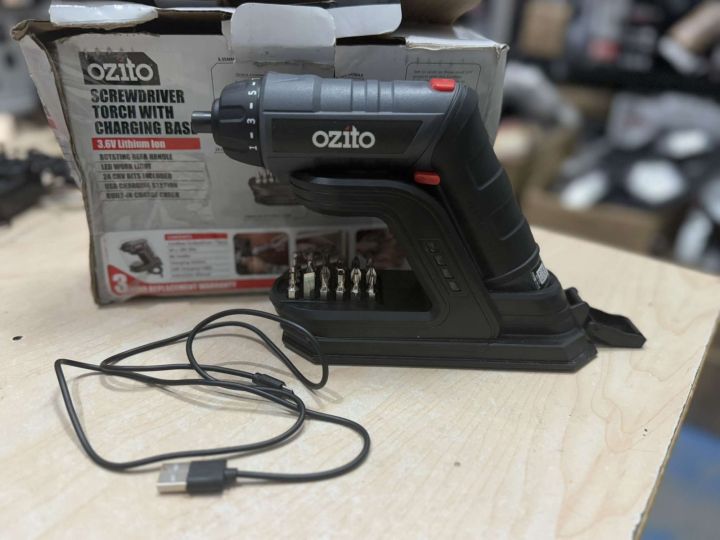 Cordless Screw Driver Torch With Charging Base 3.6v lithium Ion Ozito ...