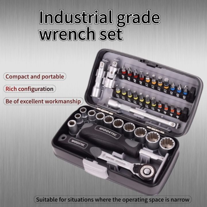 WISRETEC Industrial Grade 38pcs Mini Ratchet Wrench Socket Batch Head ...