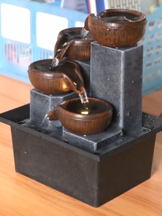 Relaxation Waterfall LED Decorative Indoor Tabletop Water Fountain ...