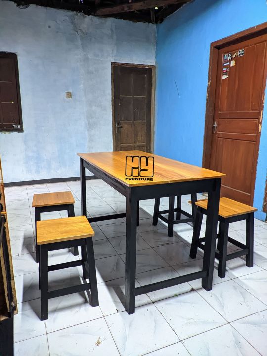 Set meja kursi persegi | meja kursi makan | meja kursi warung | Lazada ...