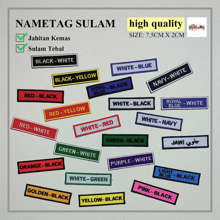 Name Tag Sulam Nama Sekolah | Tag Sulam | Lazada