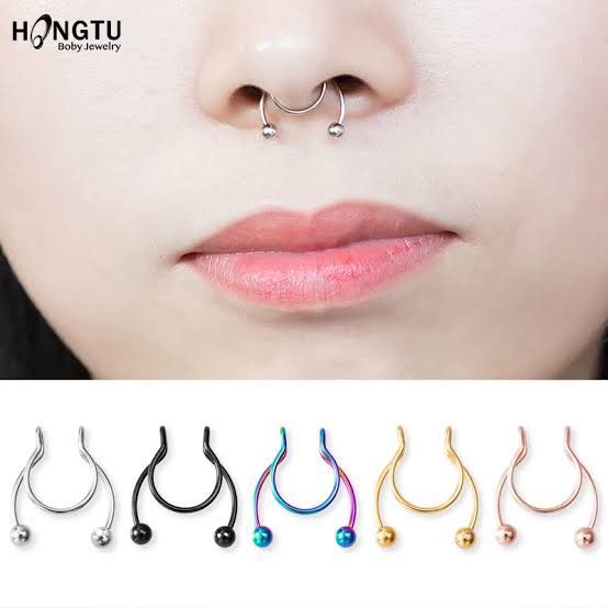 1 Pc Cincin Tindik Hidung Palsu Bentuk U Bahan Non Piercing Stainless ...