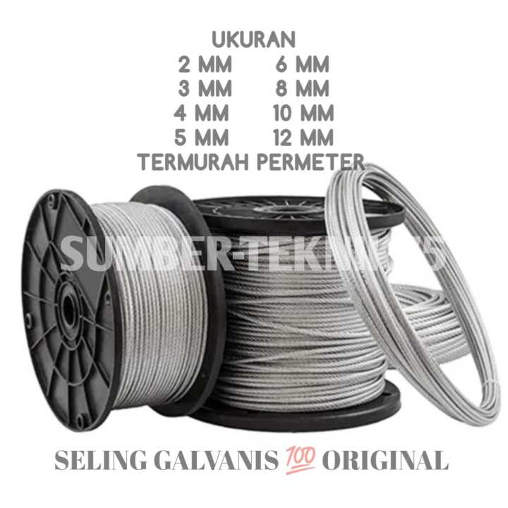 Tali Sling Baja Galvanis 10 mm Kawat Seling Galvanis Wire Rope | Lazada Indonesia