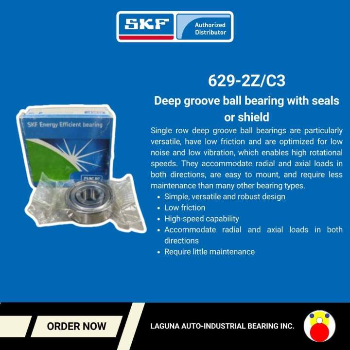 SKF 629-2Z/C3 Deep Groove Ball Bearing with seals | Lazada PH