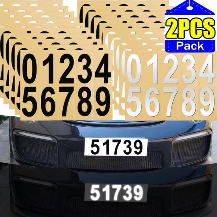 2PCS 0-9 Car Number Reflective Sticker Car License Plates Reflective ...