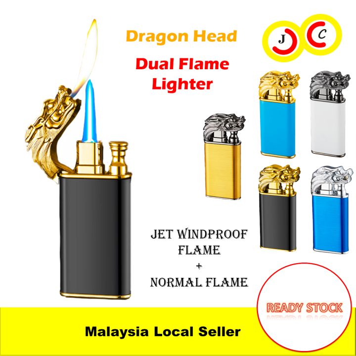 Lighter Dual Flame Dragon Head Jet Windproof Flame Normal Flame Metal ...