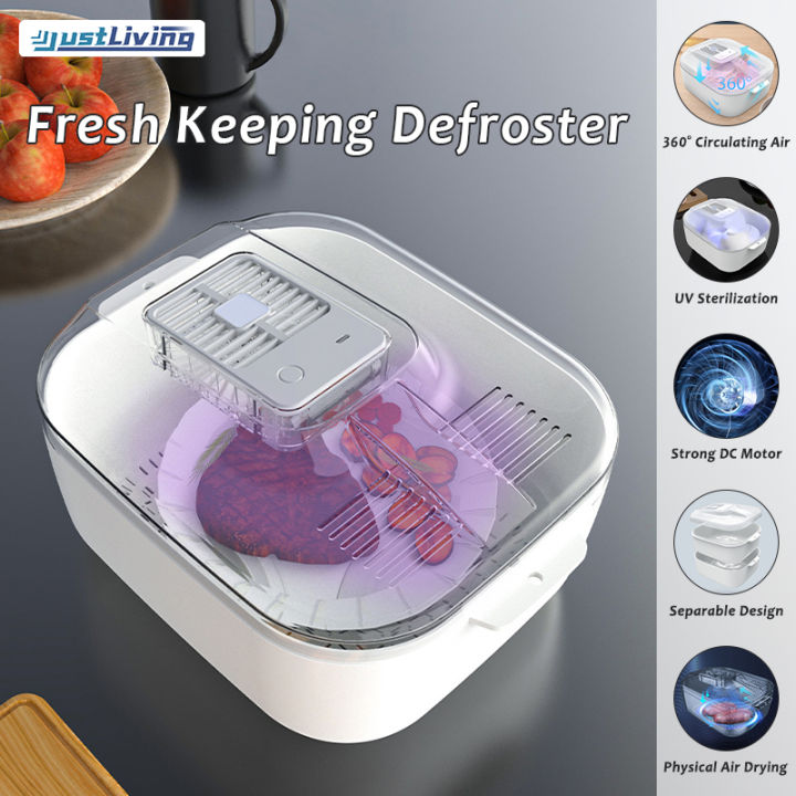 JustLiving Kitchen Meat Electric Thawing 4 in 1 Defrosting Tray with ...