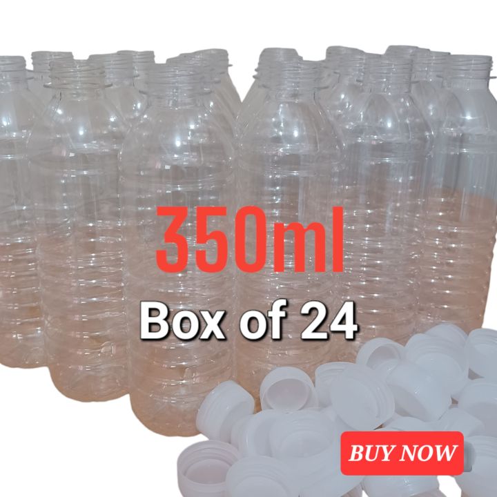 24 pcs 350 ml PET Plastic Bottle with Caps in Box for Dishwashing Liquid, Mineral Water, Juice ...