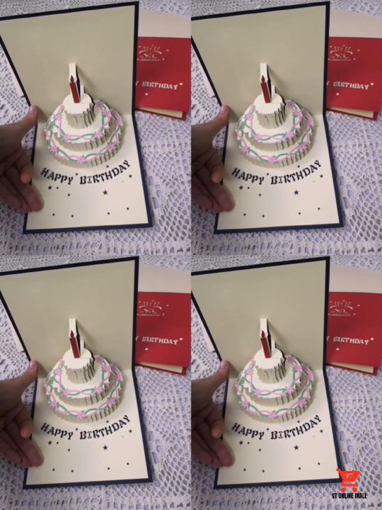 VTOM Happy Birthday Card Special 3D Pop Up Cake Korean Greeting Card ...