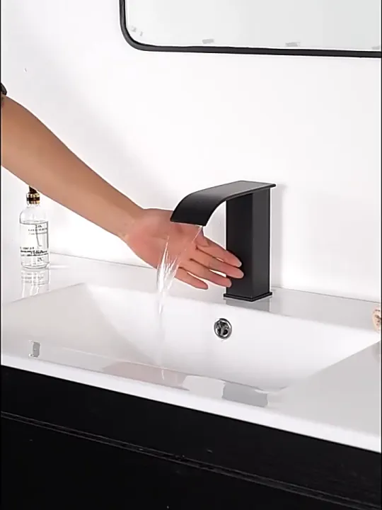QUITE Smart Sensor Waterfall Basin Faucet New White&Gold Automatic ...