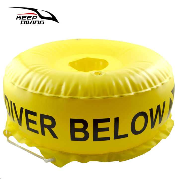 PVC Mouth Blow Inflatable Free Diving Storage Floating Ball Yellow ...
