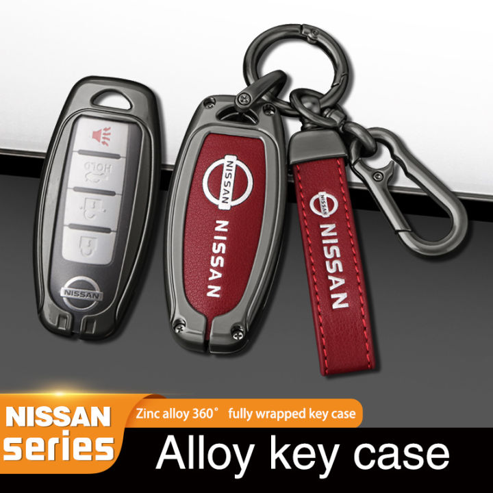 Zinc Alloy Genuine Leather Car Key Fob Case Cover Shell Keychain Remote Holder Protector Chain ...