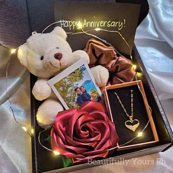 Classy Gift Box For Her with Premium Necklace and Satin Rose Flower No stem | Lazada PH