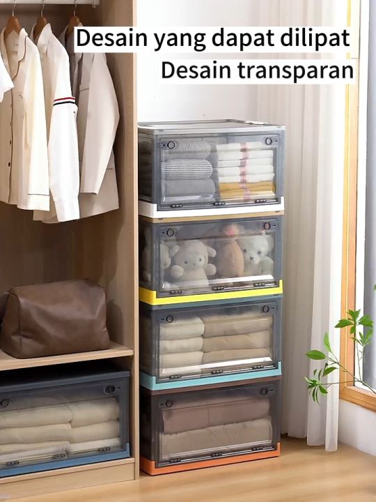 Transparan Storage box Serbaguna kotak penyimpanan plastik Buku ...