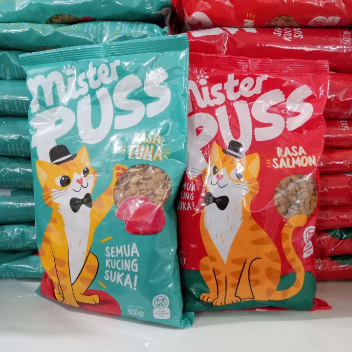 Misterpuss tuna,salmon kemasan 500gr | Mister puss adult all varian ...
