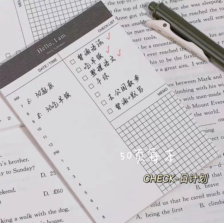 Daily Schedule Planner 50 Pages Task Checklist Notepad Diary Journal To ...