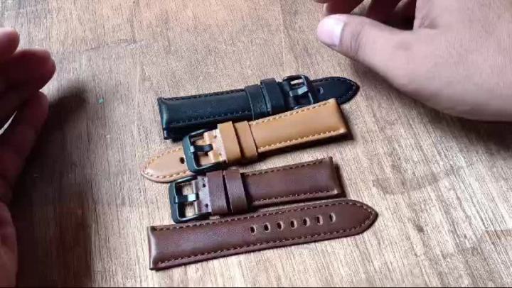 strap jam tangan kulit universal TALI KULIT MB BUCKLE HITAM 20MM 22MM ...
