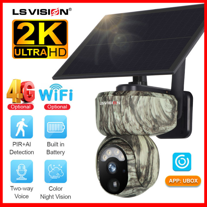LS VISION 4MP Solar CCTV Camera Wireless Outdoor WiFi/4G Human/Animal ...
