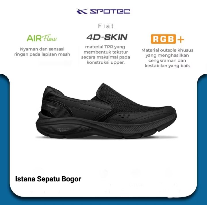 SPOTEC Sepatu Casual Slip On Spotec Fiat Hitam Hitam | Lazada Indonesia