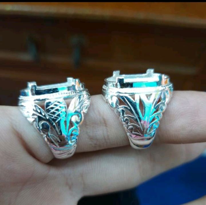 Cincin Emban 925 Perak Handmade Modele Krancang dim 20x14 size 6,5 plus ...