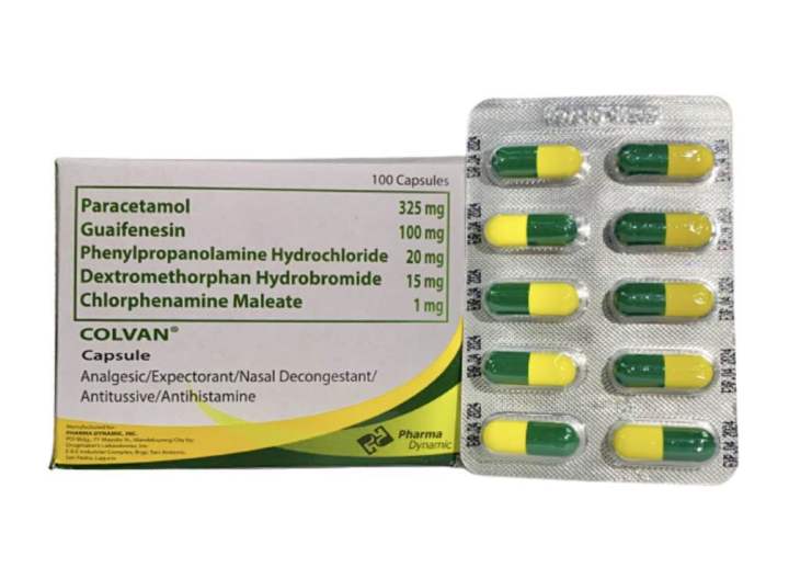Colvan Capsule 325mg/100mg/20mg/15mg/1mg Analgesic/Expectorant/Nasal ...