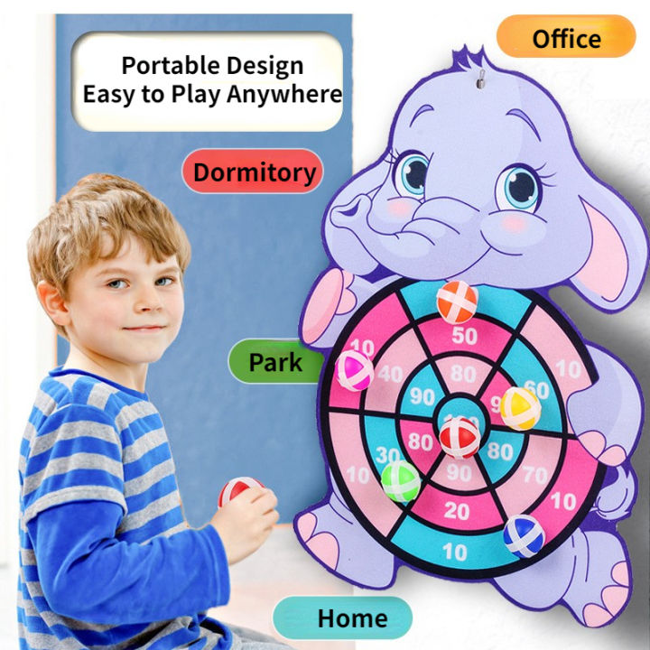 Kids Cute Cartoon Animal Dart Board Set Original Throw Sticky Ball Game ...