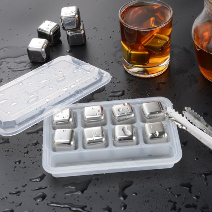 304 Stainless Steel Square Ice Cubes Whiskey Ice Balls Metal Frozen Ice ...