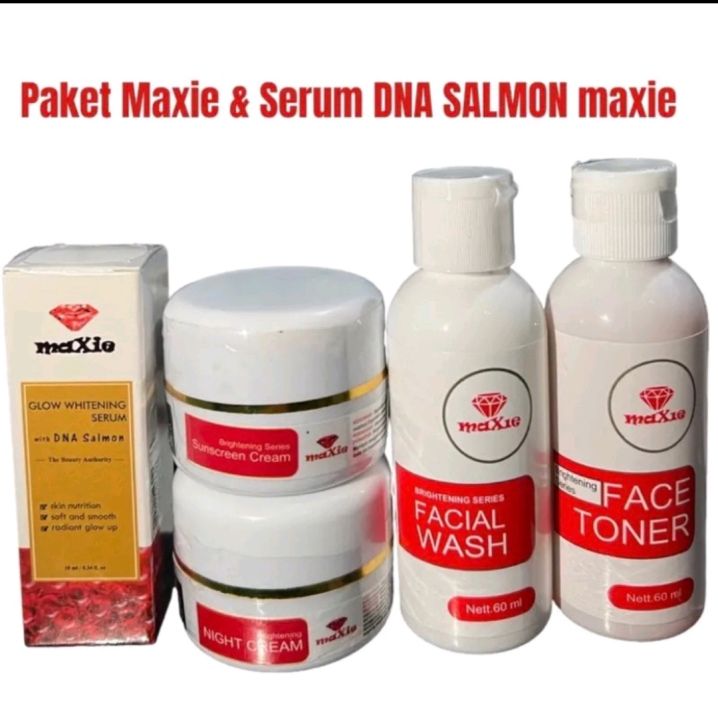 Cream Maxie Glow + Serum DNA Salmon Komplit 1 Paket Original | Lazada ...