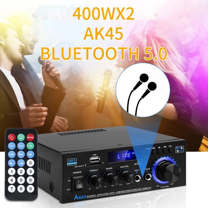 AK45 Bluetooth 5.0 Power Amplifier 2.0CH 40W X 2 Output Max 400W ...