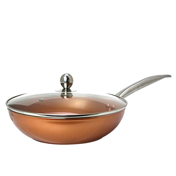 Masflex 28 cm Stone / Copper Induction Non Stick Deep Frypan Wok with ...