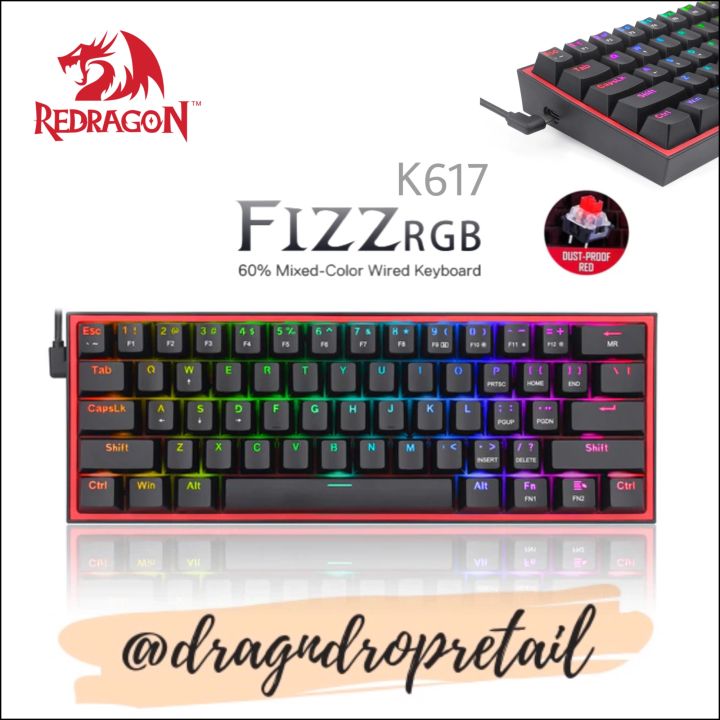 Redragon FIZZ K617-RGB 60% Wired Gaming Keyboard, 61 Keys Compact ...