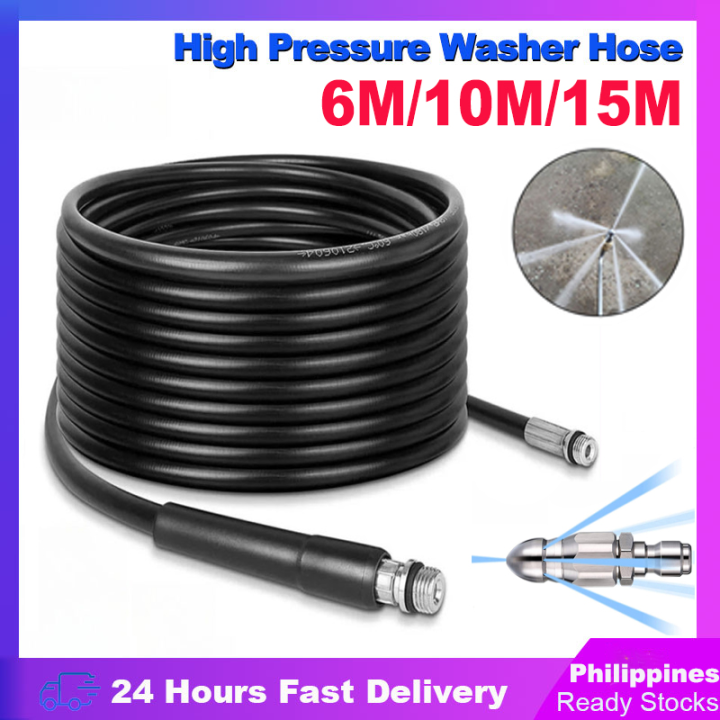 High Pressure Washer Hose With Water Pressure 6M/10M/15M PVC Water Hose Heavy Duty For Karcher ...