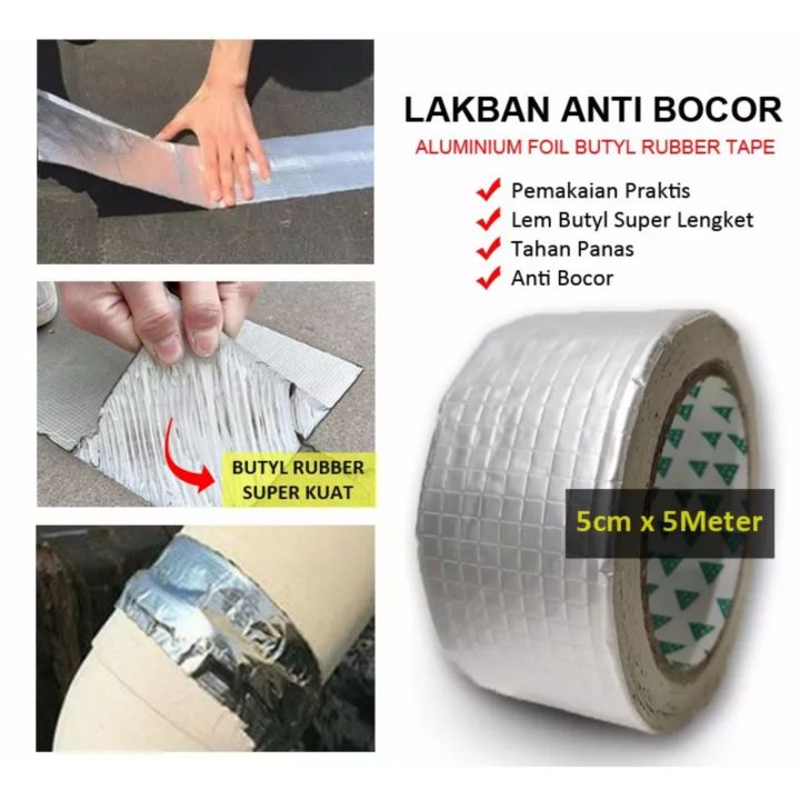 Lakban Anti Bocor Anti Air Aluminium Foil Butyl Super Waterproof Tape | Lazada Indonesia