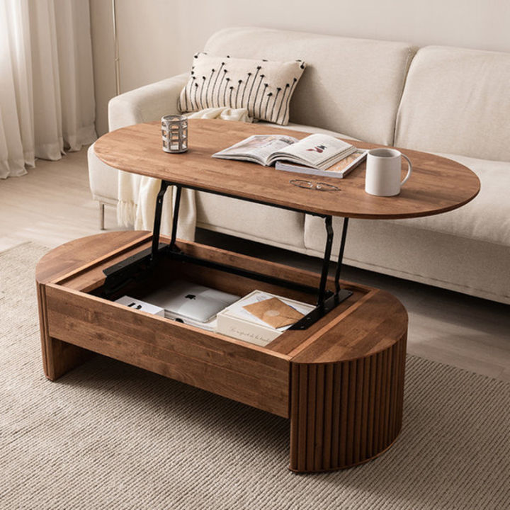 Scandinavian Solid Wood Tea Table Adjustable Small Apartment Modern ...