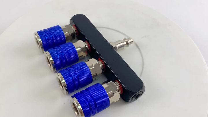 4-Way Straight Air Manifold, Air Compressor Hose Splitter Quick Connect ...