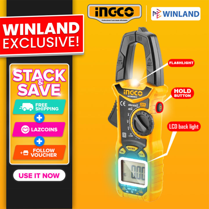 Ingco by Winland Improved TRUE RMS Digital Clamp Meter Multimeter with ...