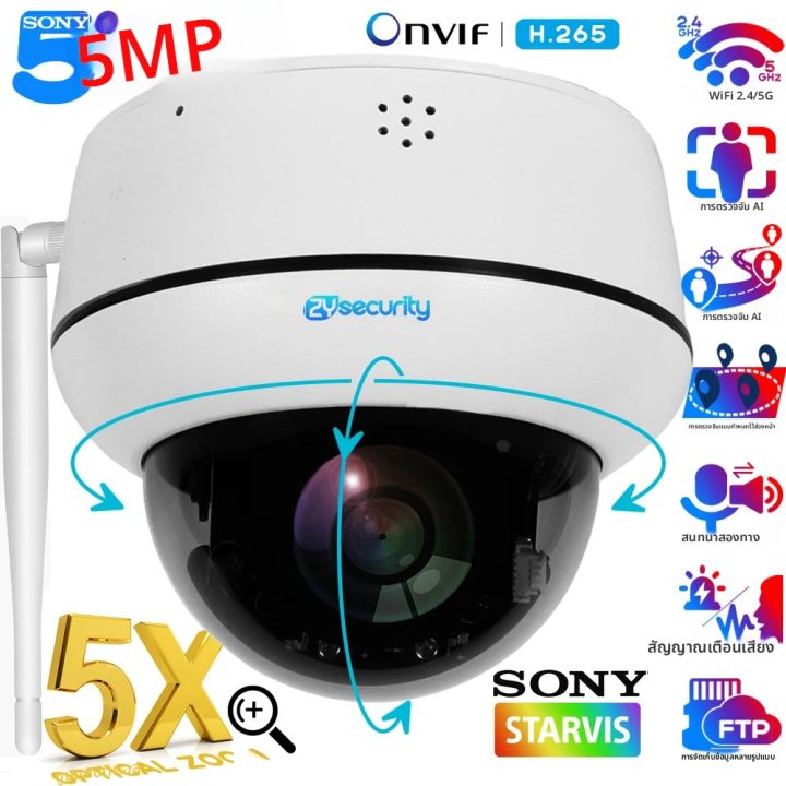 กล้องโดม PTZ Wi-Fi 5MP กล้อง IP 5X ซูมออปติคอลติดตามแบบมนุษย์พูดคุยแบบ ...