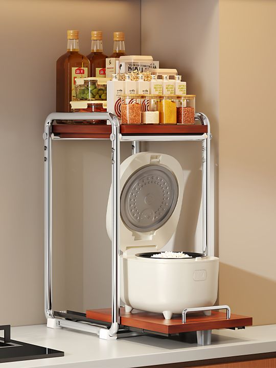 Retractable Multi-Functional Kitchen Counter Double Layer Storage Rack ...