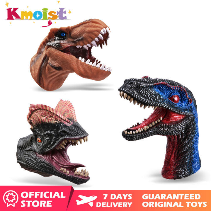 Kmoist ไดโนเสาร์หุ่นมือถุงมือยางนุ่มซอรัสเร็กซ์ Velociraptor สัตว์หัวมือหุ่นพรรคของเล่นฮาโลวีน ...
