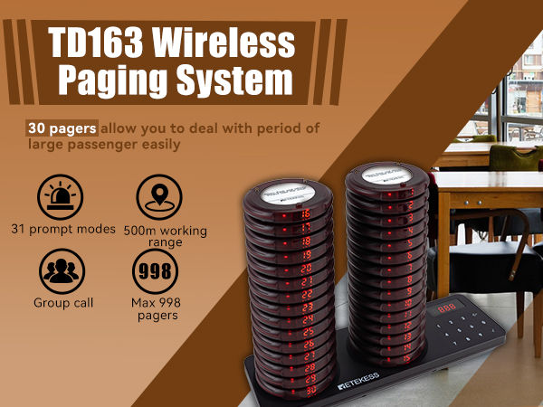 Retekess TD163 Upgraded Restaurant Pager System, Pagers and Beepers ...