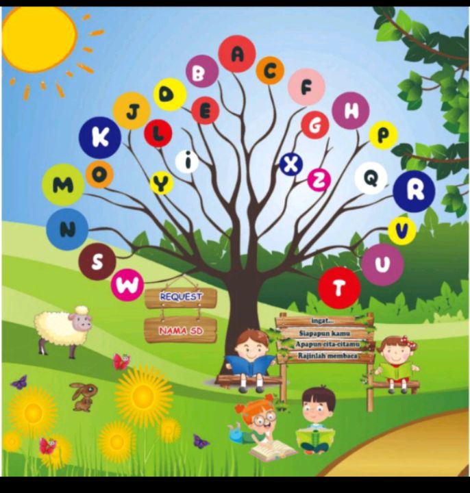 hiasan dinding kelas pohon literasi 2mx2m plus perekat bisa request ...