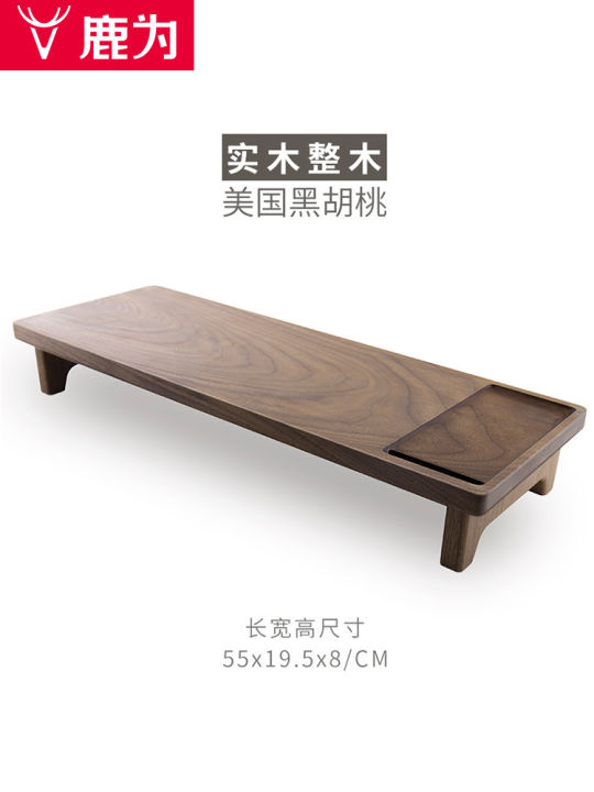 Walnut Computer Monitor Screen Elevated Rack Solid Wood Base Desktop ...