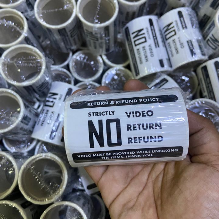 No Video No Refund Policy Sticker HIGH GLOSS /WATERPROOF X per Pack ...