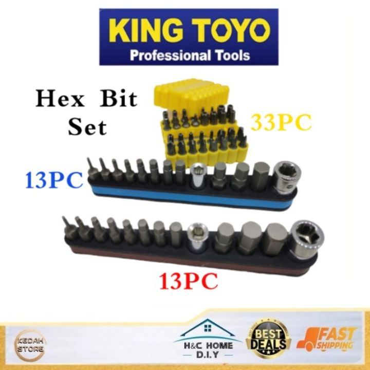 KING TOYO Hex Bit Set METRIC/SAE/SECURITY 1/4", 3/8" Socket | Lazada