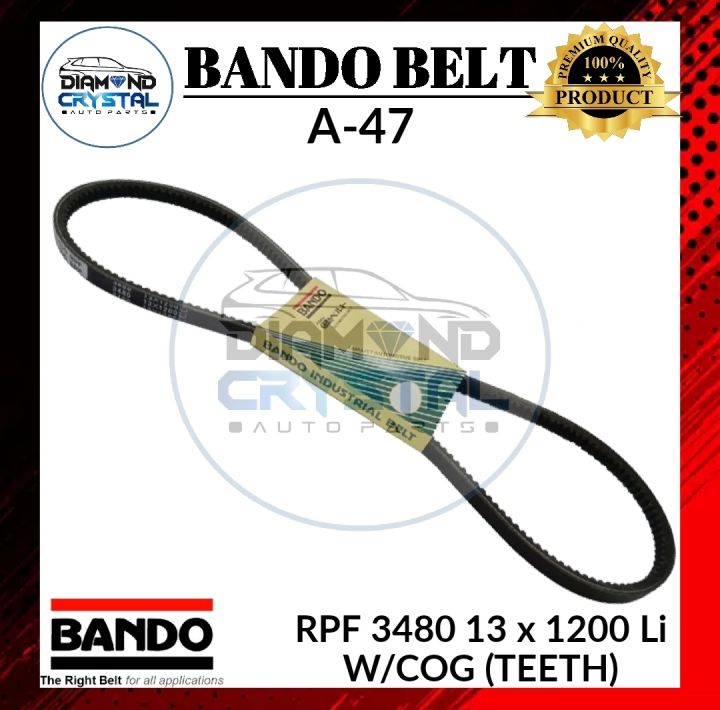 BANDO FAN BELT A-47 RPF 3480 13 X 1200 Li W/COG (TEETH) "BANDO ORIGINAL ...