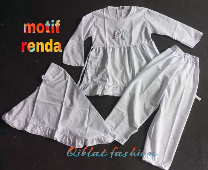 Set Baju putih celana hijab,Setelan muslim putih anak perempuan,Fashion muslim anak usia Tk & Sd ...