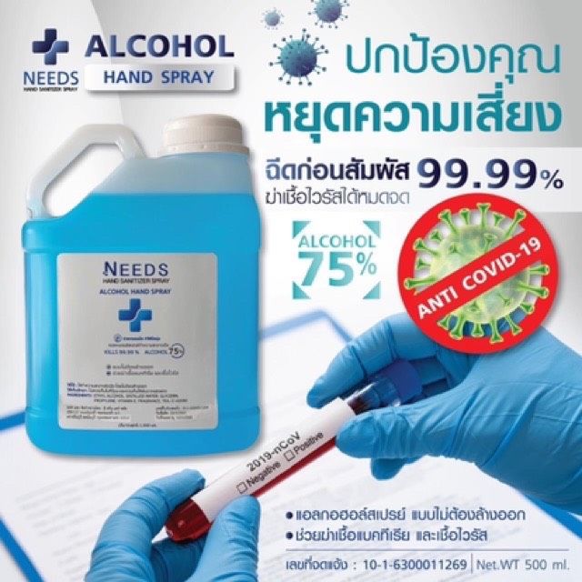 ซื้อ 24 ชิ้นจัดส่งฟรี!!! แอลกอฮอล์ ALCOHOL HAND SPRAY 75% ขนาด1ลิตร ...