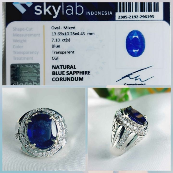 Cincin Batu Blue Safir Natural Bersertifikat (Memo Lab) | Lazada Indonesia