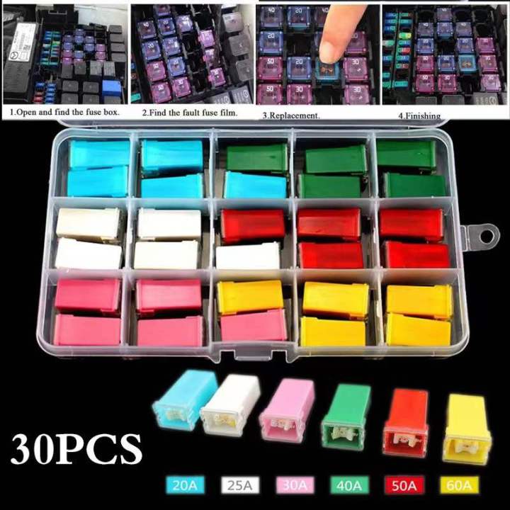 30pcs 6 model car main fuse box set 20A 25A 30A 40A 50A 60A fius kereta ...